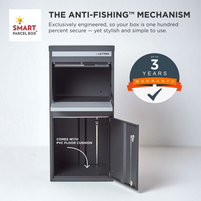 Smart Parcel Box Extra Large Front & Rear Access Dark Grey