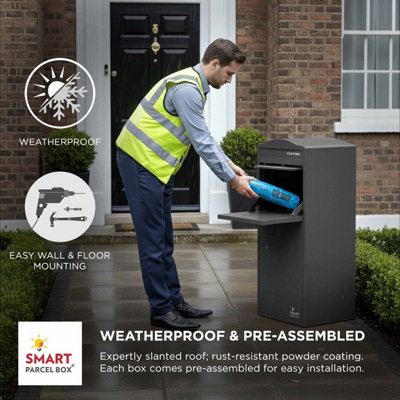 Smart Parcel Box Large Curved Top Front Access Dark Grey