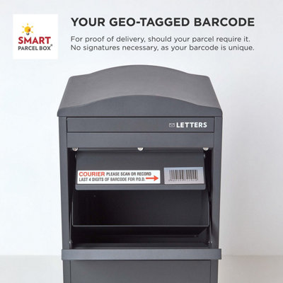 Smart Parcel Box Large Curved Top Front Access Dark Grey