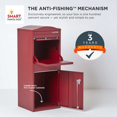 SMART PARCEL BOX™ Large Curved Top Front Access Dark Red