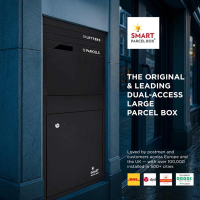 Smart Parcel Box Large Front & Rear Access Black