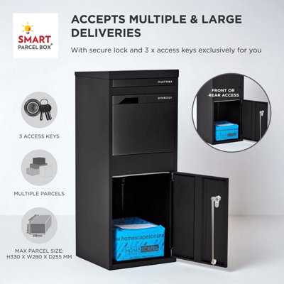 Smart Parcel Box Large Front & Rear Access Black