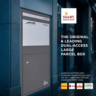 Smart Parcel Box Large Front & Rear Access Dark Grey