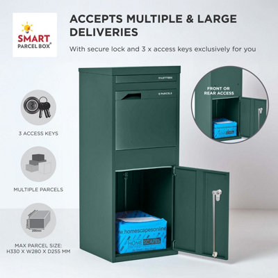 Smart Parcel Box Large Front & Rear Access Green