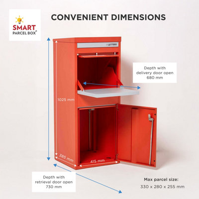 Smart Parcel Box Large Front & Rear Access Red