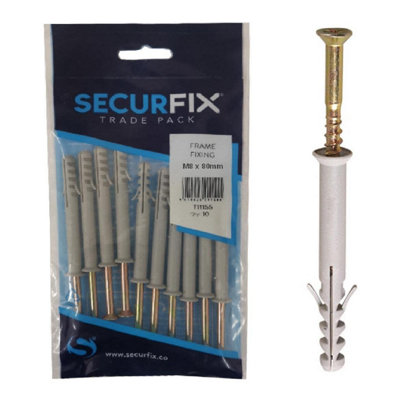 SmartHome 10 x Frame & Window Screw Fixings M8 x 80mm with Nylon ...