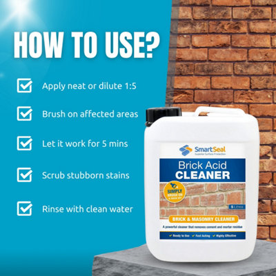 Smartseal Brick Acid Cleaner, Removes Cement & Mortar Residue from ...