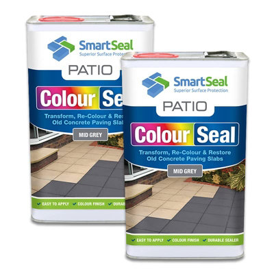 Smartseal Patio ColourSeal, Mid Grey, Seal and Restore Concrete Paving Slabs, Concrete Paint for ...