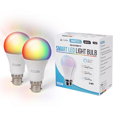 Smartspec Smart Bulb 2Pack, WiFi. Works with Alexa, Google Home, Apple Home. Colour Changeable ...