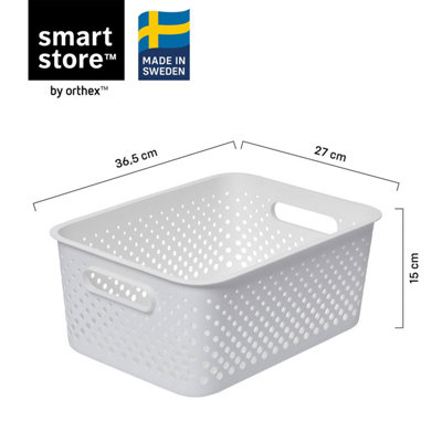 SmartStore Essence Large White Organiser Tray Storage Basket, 11.4L