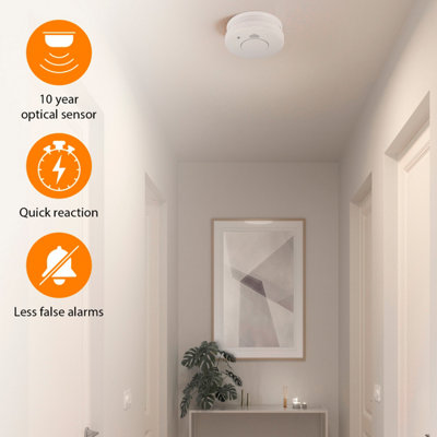 Smartwares Smoke Detector / Fire Alarm 4 Pack (1 year replacable battery)