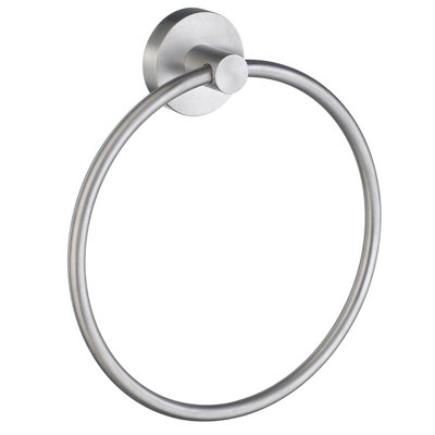 Smedbo Brushed Chrome Towel Ring (W)17cm Wall Mounted with Concealed Screws Bathroom Towel Holder