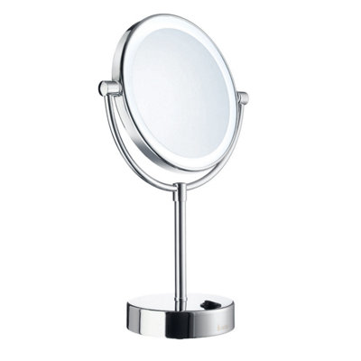 Smedbo Chrome Shaving Make Up Mirror Dual Light LED 5x Magnify