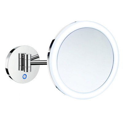 Smedbo Chrome Shaving Make Up Mirror Dual Light LED 7x Magnify