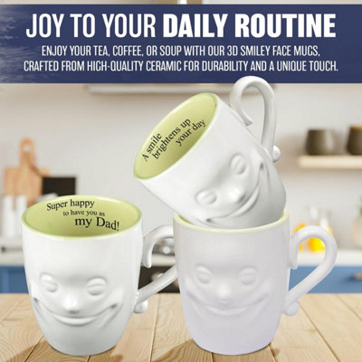 Smiling Face Mug Tea Coffee Fine China Ceramic Cup Gift Set Novelty New ...