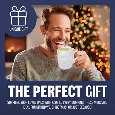 Smiling Face Mug Tea Coffee Fine China Ceramic Cup Gift Set Novelty New ...
