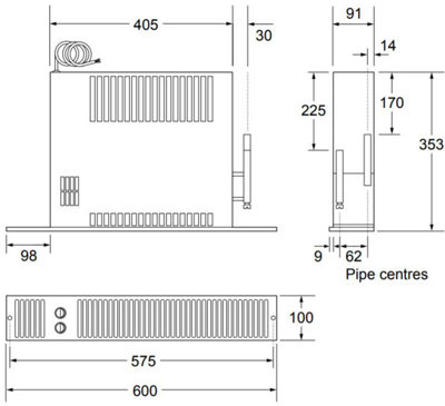 Smith's Space Saver SS9/5 Kitchen Plinth Heater Hydronic Brushed Steel ...