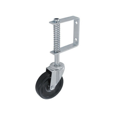 Smiths Ironmongery Rubber Spring Loaded Gate Castors Silver (100mm)