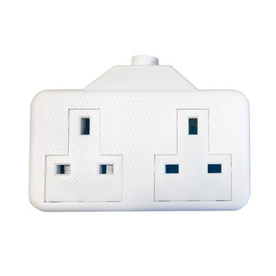 Smj White Trailing Extension Socket Multi Colour (2-Gang)