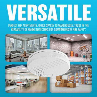 Smoke Alarm Detector Home Garage 85Db Battery Powered Safety Optical Office