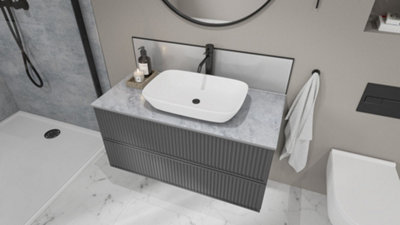 Smoked Marble Square Edged Solid Core Worktop (L)1500 x (W)425 x (T)12mm