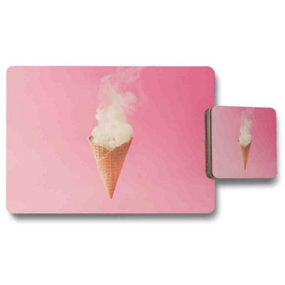 Smoking Ice Cream Cone Placemat & Coaster Set / Default Title | DIY at B&Q