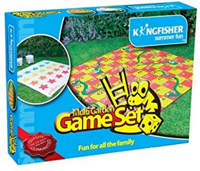 Snakes and Ladders Garden Board Game Set with Reversible Playing Mat ...