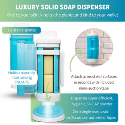 SNOAP Dispenser (White) with Counter Stand and 2 Soaps