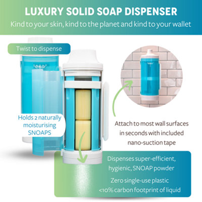 SNOAP Dispenser (White) with Wall Mount and 2 Soaps