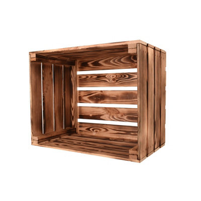 Snowdon Timber Flamed Wooden Storage Crate (L) 50cm (W) 40cm (H) 30cm ...