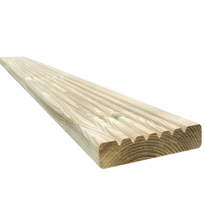Snowdon Timber Garden Treated Decking Board (L) 2.4m (W) 120mm (T) 28mm