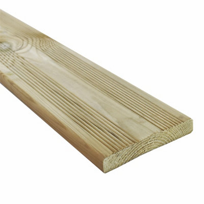 Snowdon Timber Treated Decking Board (L) 2.4m (W) 120mm (T) 21mm