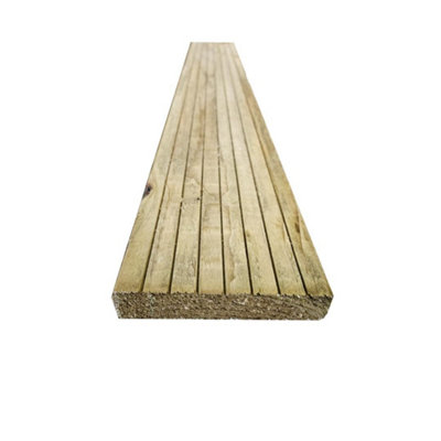 Snowdon Timber Treated Reject Decking Board (T) 25mm (W) 120mm (L) 2.4m ...
