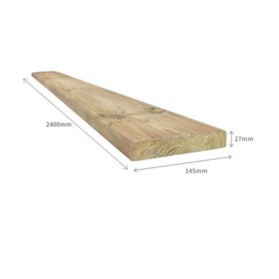 Snowdon Timber Treated Reject Extra-Wide Decking Board (T) 27mm (W ...