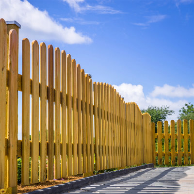 Snowdon Timber Treated Round Top Picket Fence Board 5 Pack (L) 1.2m (W ...