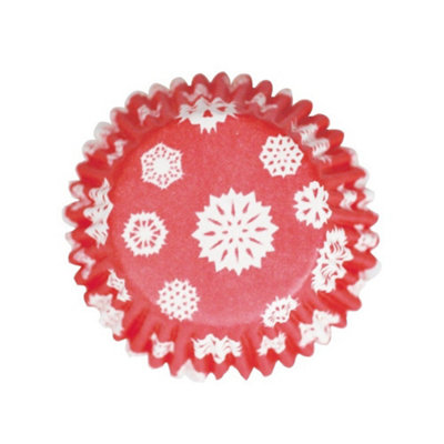 Snowflake Christmas Muffin and Cupcake Cases (Pack of 54) Red/White ...