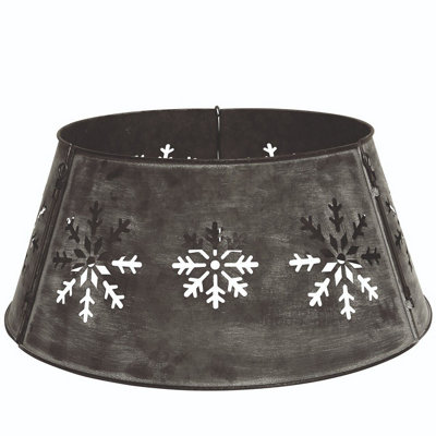Snowflake Cut Out Tree Skirt - Metal Christmas Tree Stand Cover Festive ...