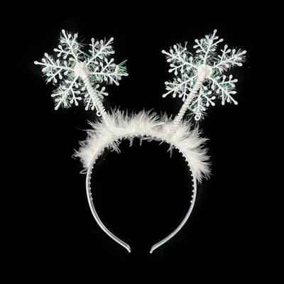 Snowflake Headband White Snowflake Head Boppers Christmas Fancy Dress ...