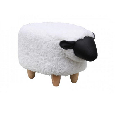 Snowflake The Sheep Footstool. Synthetic Fur. H36 cm. Christmas Gift Idea