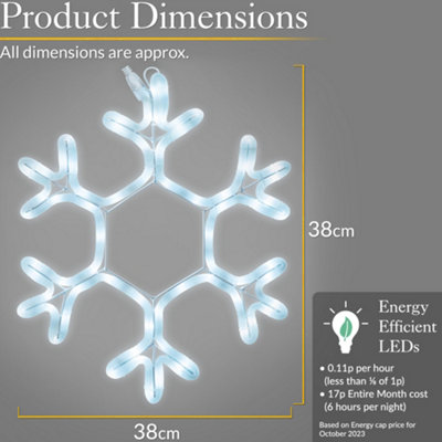 Snowflake Window Light Christmas Decoration White LED Indoor Outdoor 38cm
