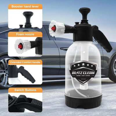 Snowfoam Pump Sprayer Snow Foam Cannon Gun, 2L Heavy Duty Pressurised Soap Sprayer with Two ...