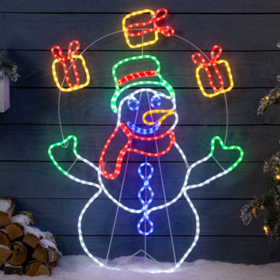 Snowman Rope Light Outdoor Christmas Decoration LED Xmas Silhouette 110cm