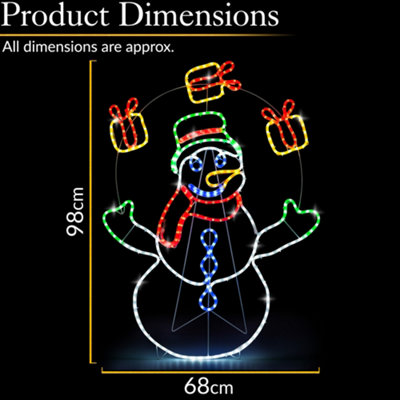 Snowman Rope Light Outdoor Christmas Decoration LED Xmas Silhouette 110cm