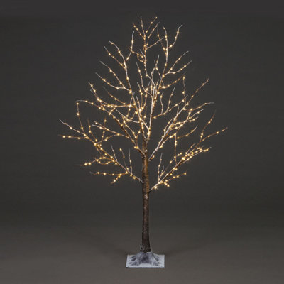 Snowtime 1.2m Copper Wire Frosted Brown Twig Tree With 300 Warm White LEDs