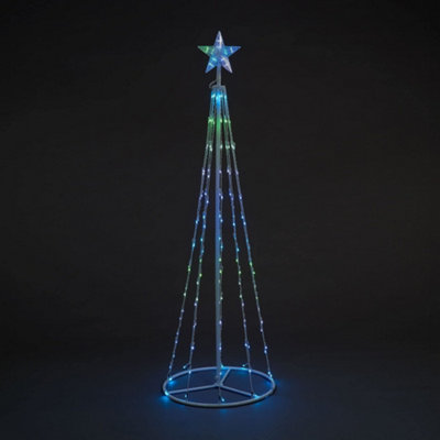 SnowTime 1.8m LED Cone Tree with 140 Red Green & Blue LEDs | DIY at B&Q