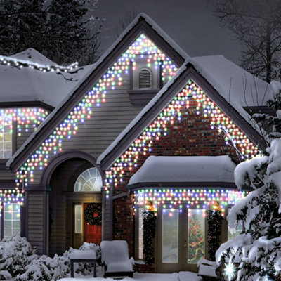 Snowtime 1000 Multicolour Icicle Christmas Lights Multi Function with ...