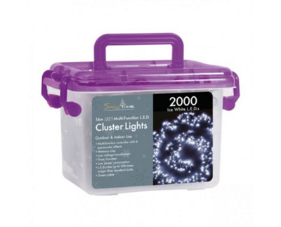 Snowtime 2000 Multi-Function Cluster LED Lights in Ice White - 16m Lit ...