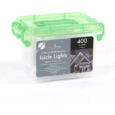 SnowTime 400 Ice White LED Icicle Chasing Lights with Timer