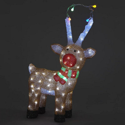 Snowtime 55cm Acrylic Reindeer Light Up Multicoloured LED Christmas ...