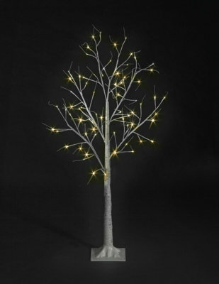 Snowtime 6ft / 180cm Light Up Birch Tree with Warm White LEDs in ...